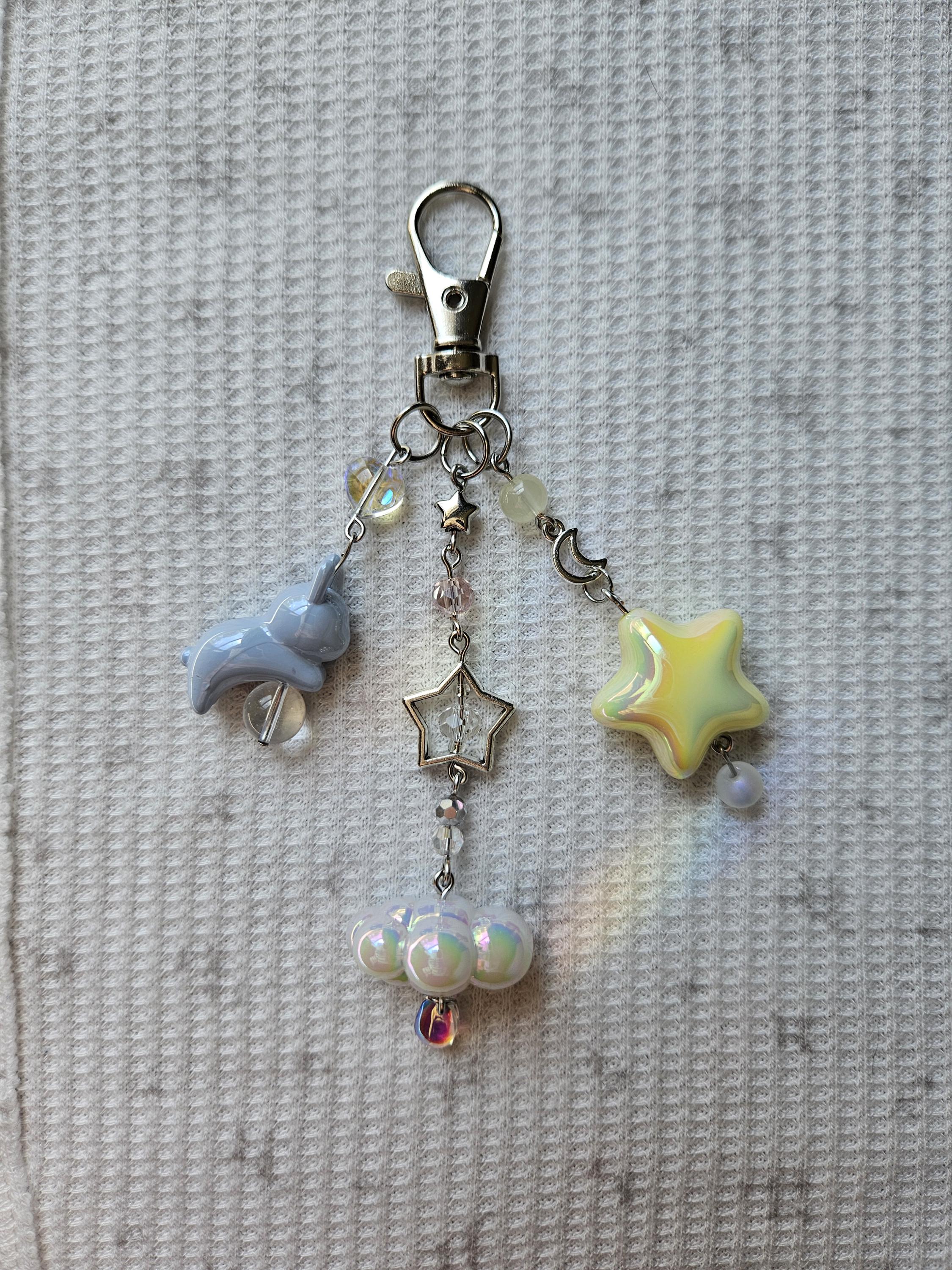 Dreamy Bunny Cloud Keychain: Iridescent Celestial Bag Charm - Etsy