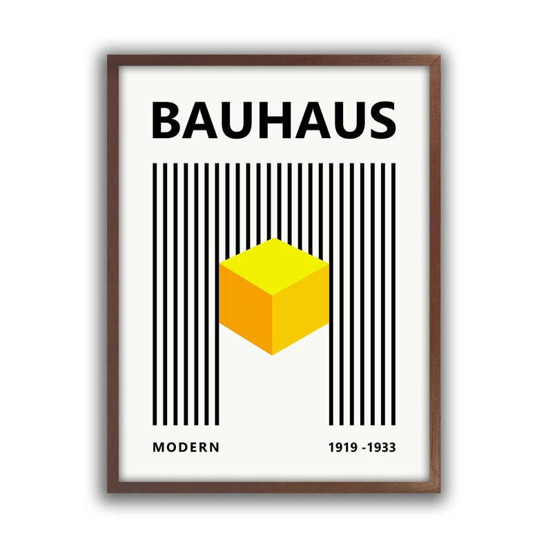 Bauhaus Exhibition Poster – Yellow Cube Geometric Wall Art | Modernist ...