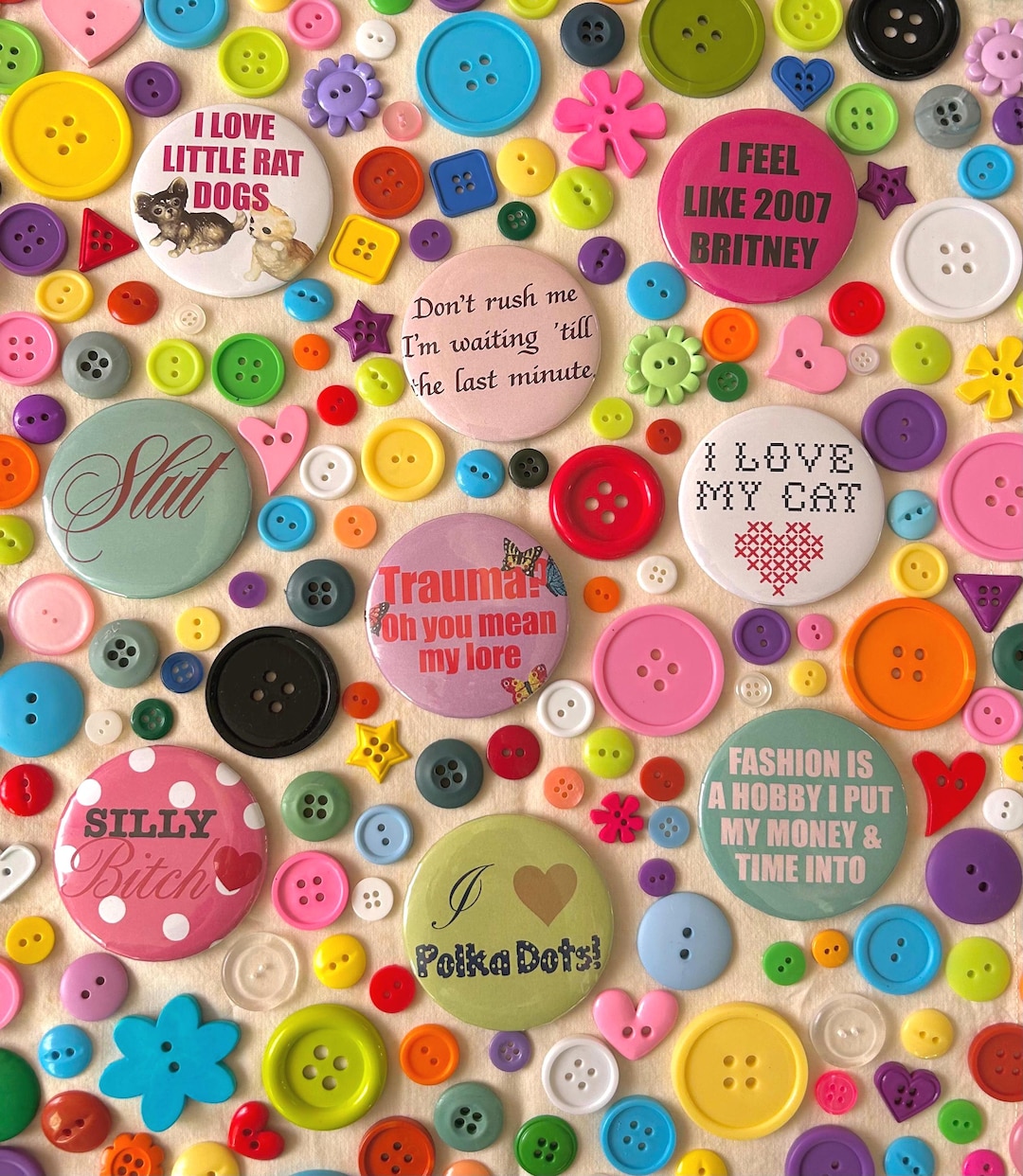 Y2k Inspired Pin Buttons Handmade- Metal Backing - Etsy