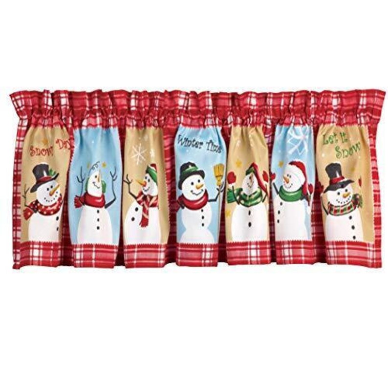 Snowman Snow Time Checkered Window Valance Country - Etsy