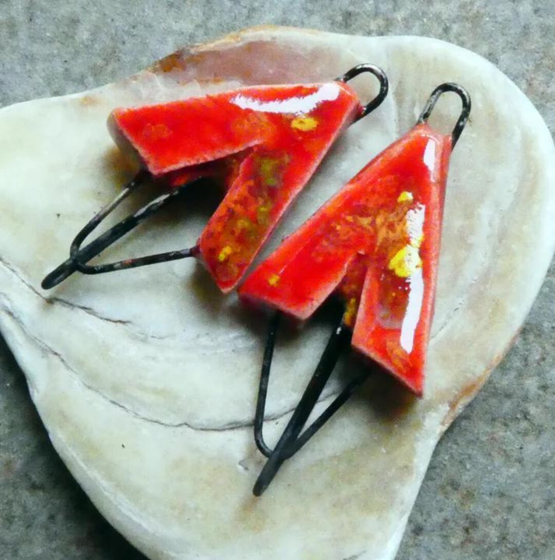 Ceramic V Shaped Double Hoop Connectors -firecracker - Etsy