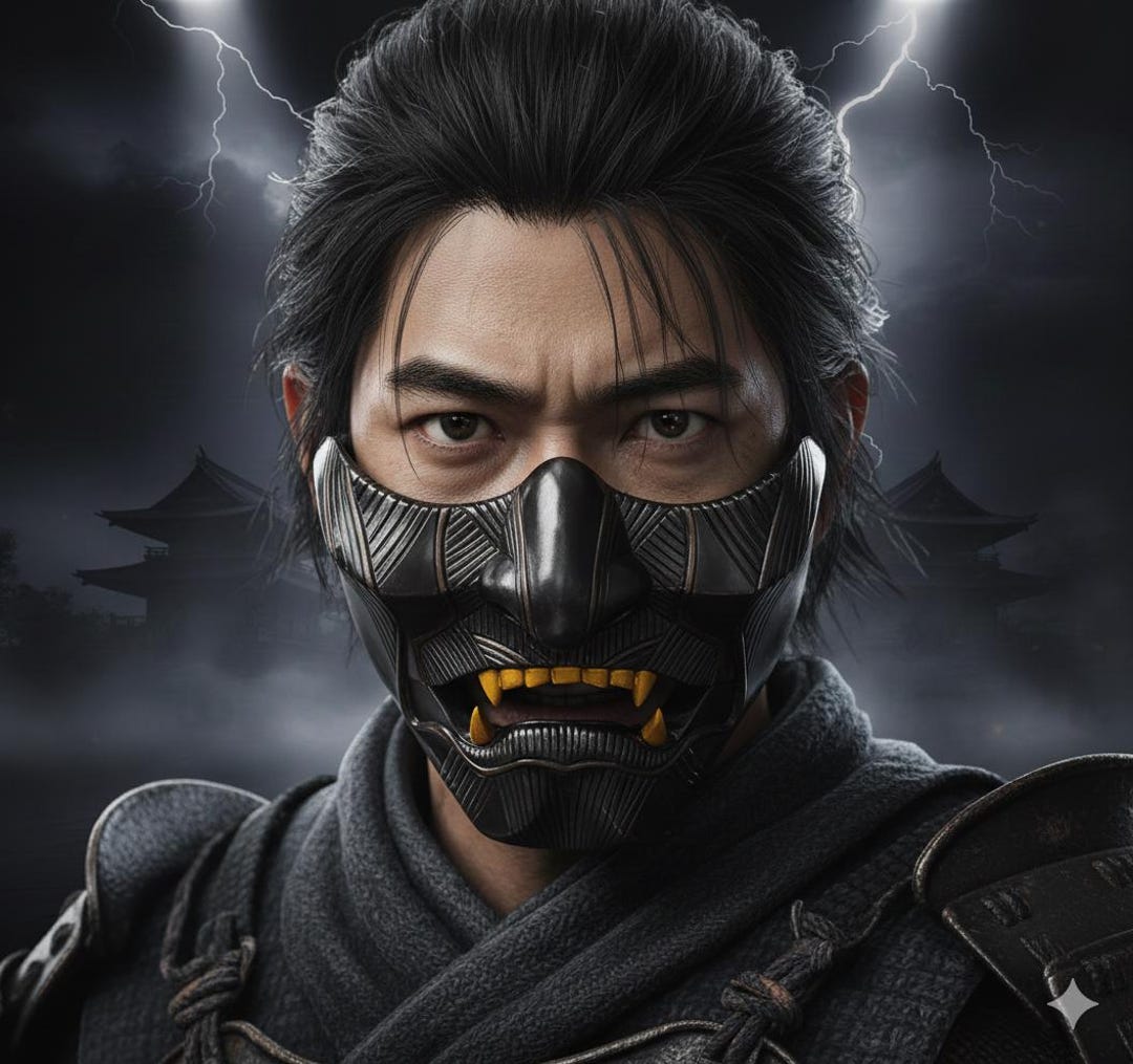 Jin Sakai Ghost of Tsushima Samurai Mask | Half-face Hannya Resin ...
