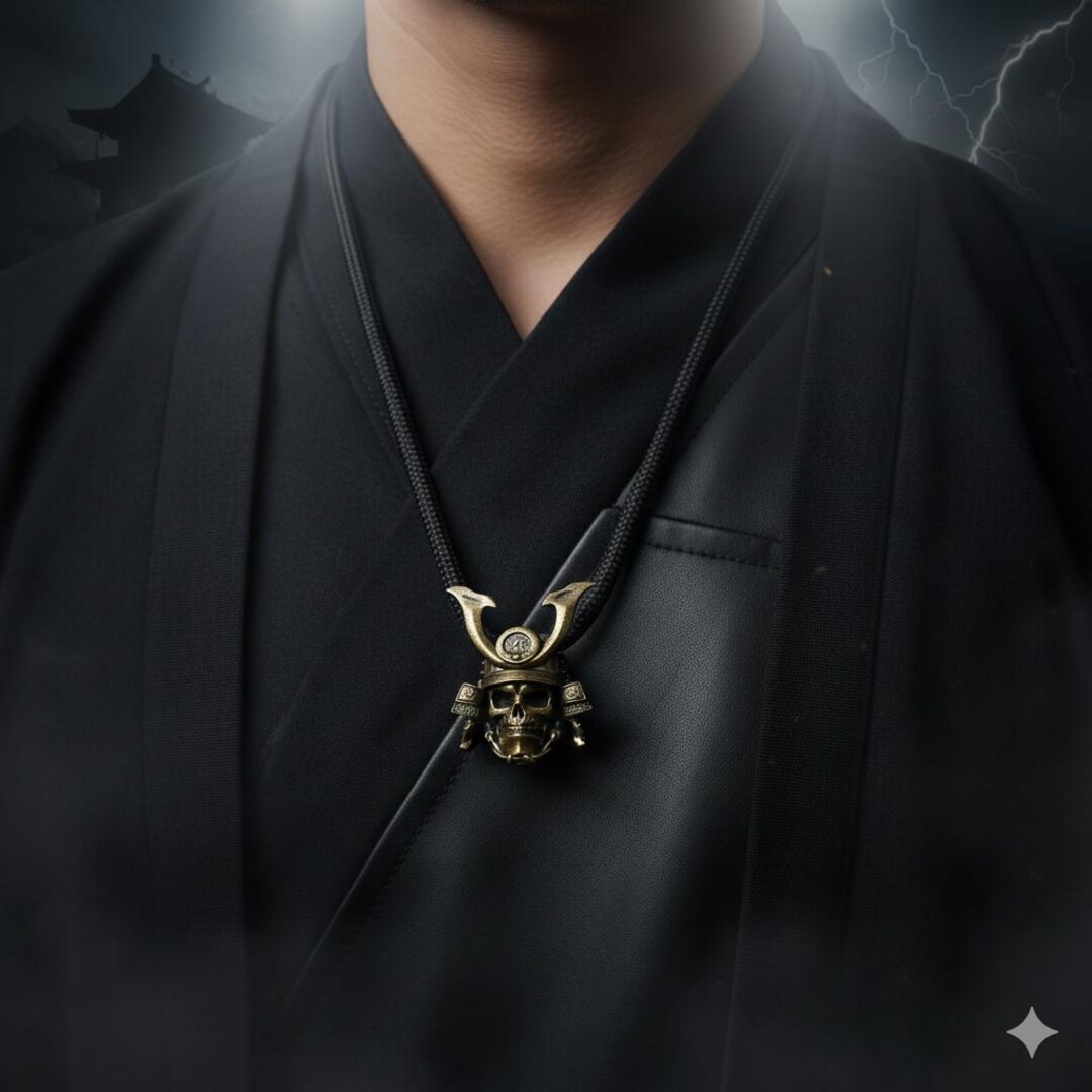 Brass Samurai Helmet Skull Bead | Warrior Lanyard Pendant Paracord EDC ...