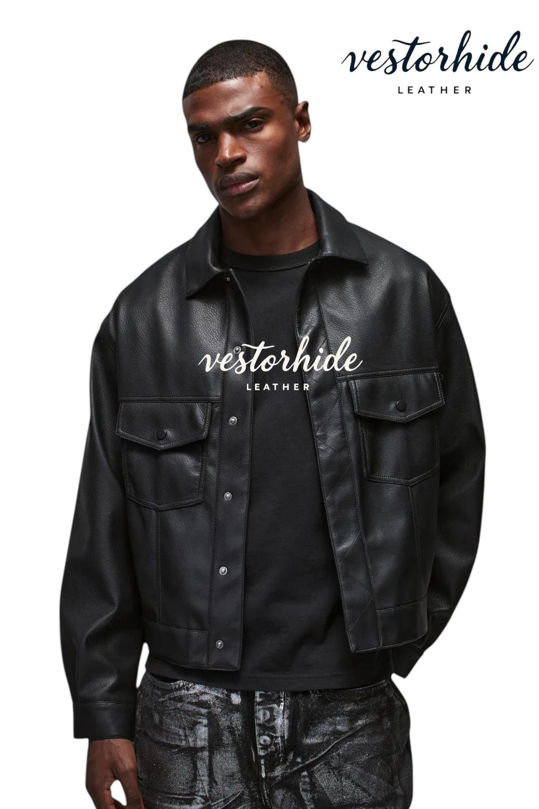 Handmade Oversized Lambskin Leather Trucker Jacket - Tumbled Finish - Etsy