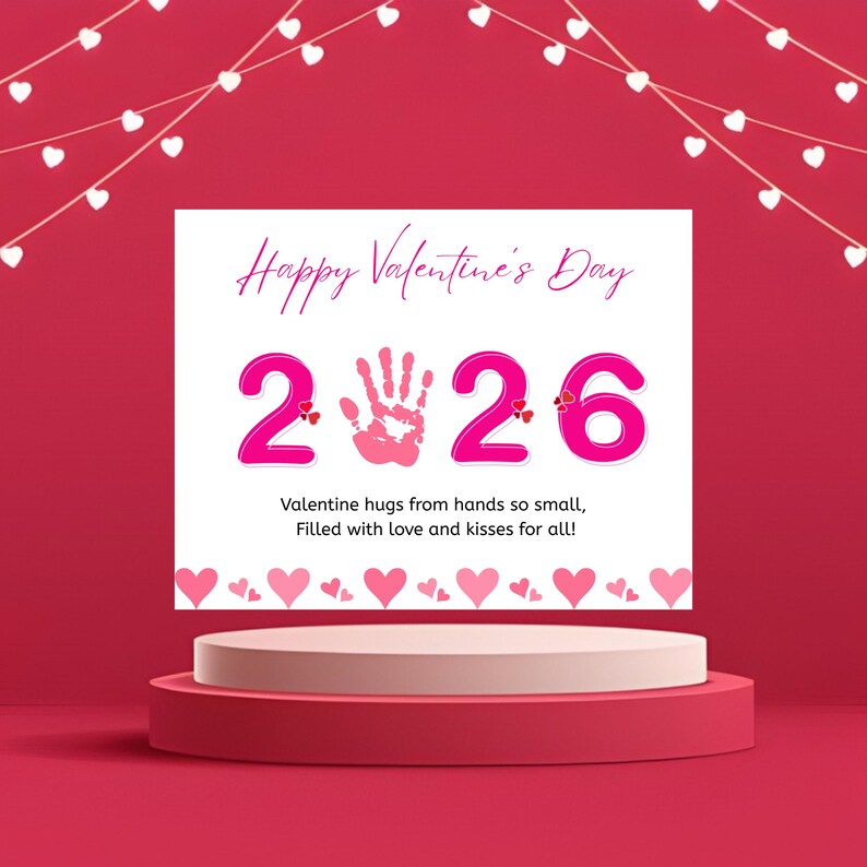 2026 Valentine Handprint Art Kids Keepsake (digital Download) - Etsy