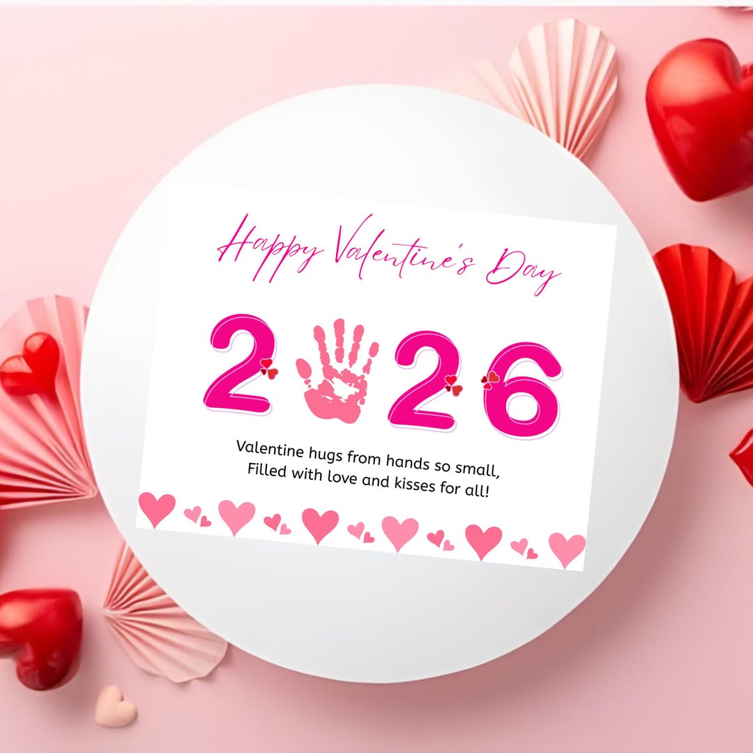 2026 Valentine Handprint Art Kids Keepsake (digital Download) - Etsy