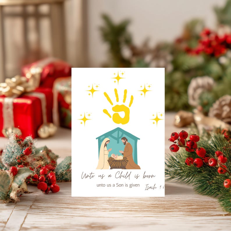 Editable Away in a Manger Nativity Scene Handprint Art, Christian ...