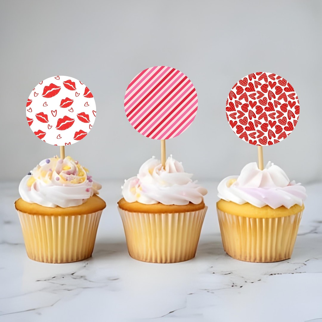 Valentines Cupcake Toppers Printable, Classroom Party Decor 3 Designs ...