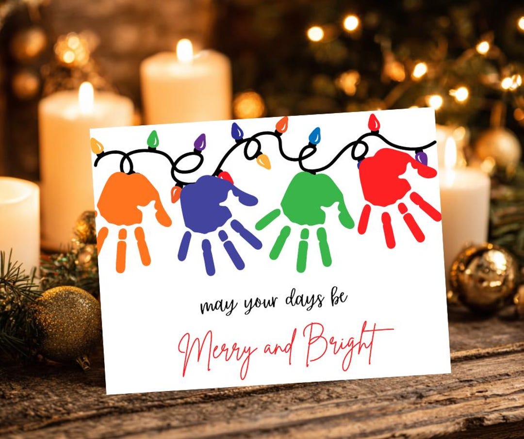 Merry and Bright Handprint Art | Craft Printable | Keepsake | Preschool ...