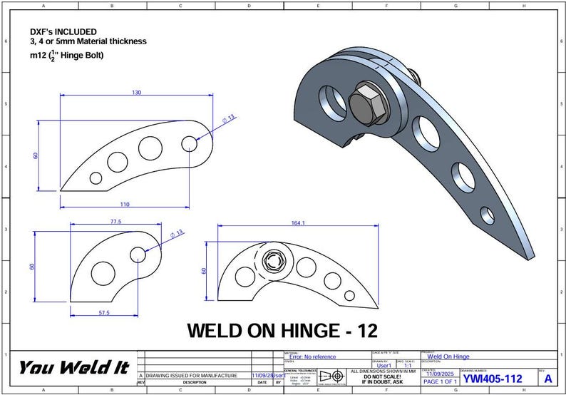 Weld on Hinge DXF Files - Etsy