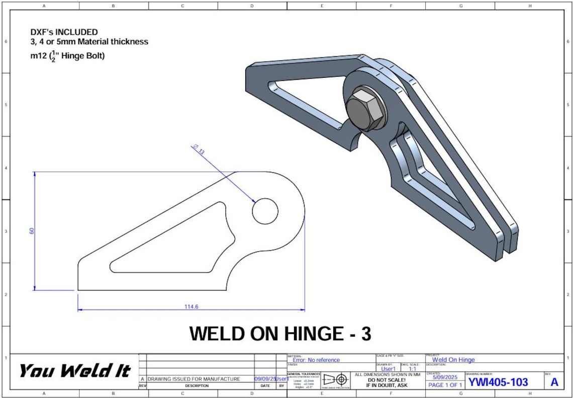 Weld on Hinge DXF Files - Etsy