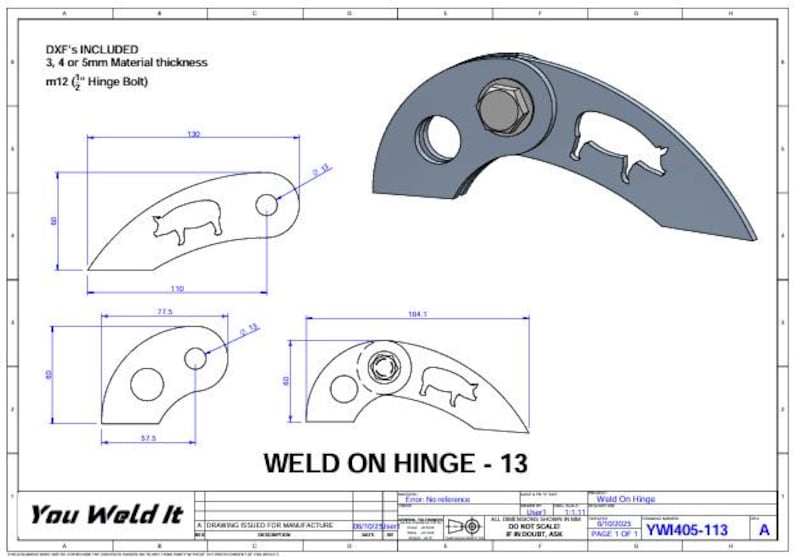 Weld on Hinge (pig) DXF Files - Etsy