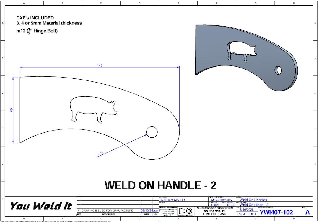 Weld on Handle DXF Files - Etsy