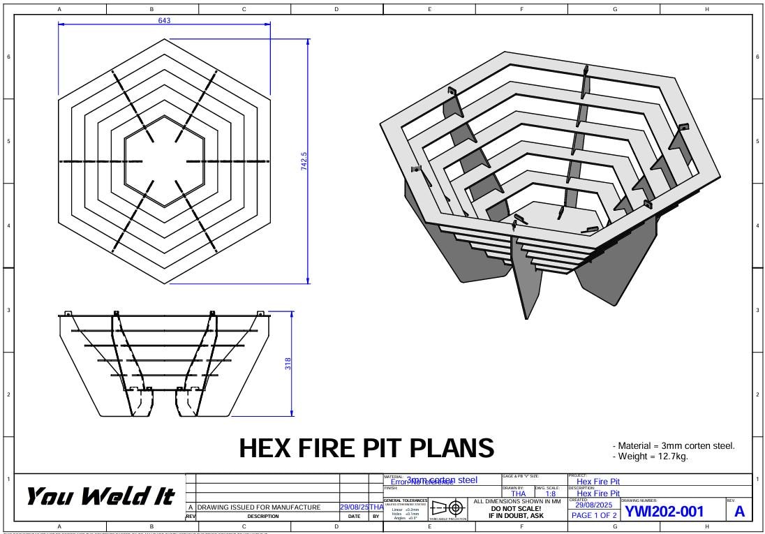 Hex Fire Pit Plans & Dxf's - Etsy