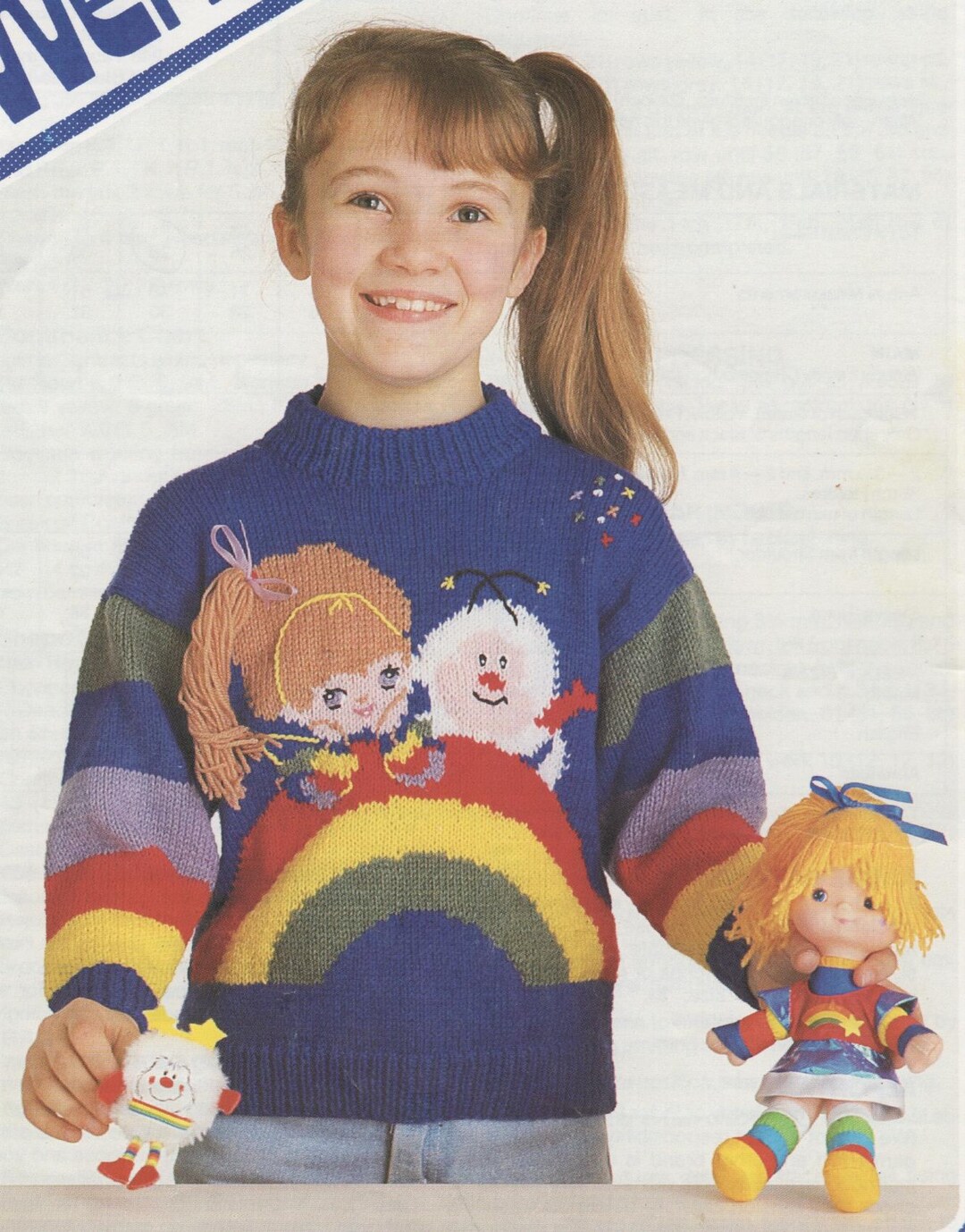 Rainbow Brite Knitting Pattern: Kids Jumper Sweater 24”-30” 61-76cm ...