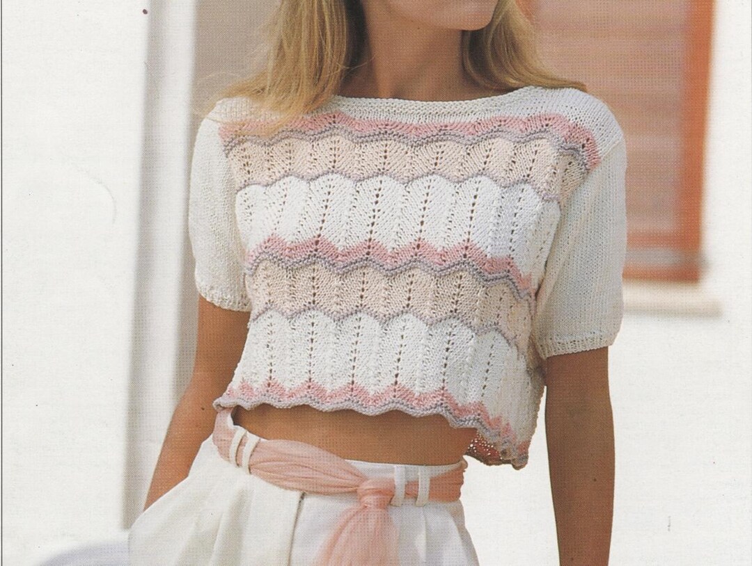 Womens Chevron Crop Top Knitting Pattern: 71-117cm 28”- 46” (PDF ...