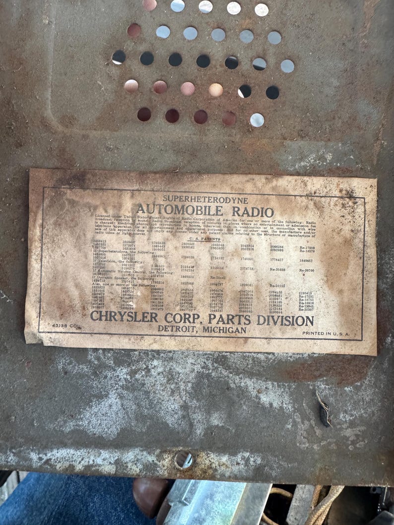 Antique Rare 1930’s Chrysler Tube Radio Model 830843 - Etsy