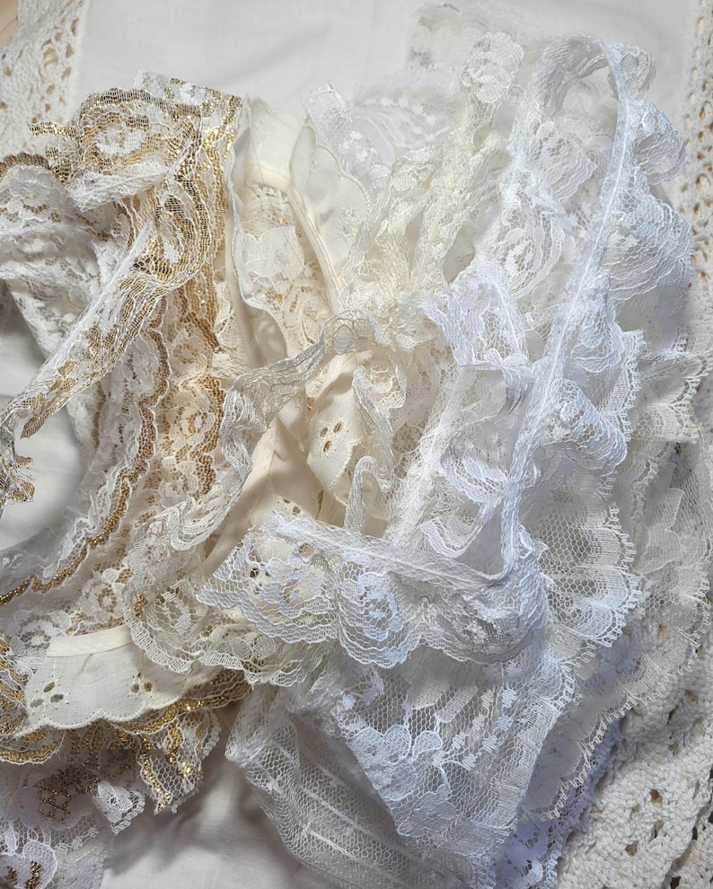Golden Inspiration Vintage Lace Pack-white, Cream, and Metallic Laces-5 ...