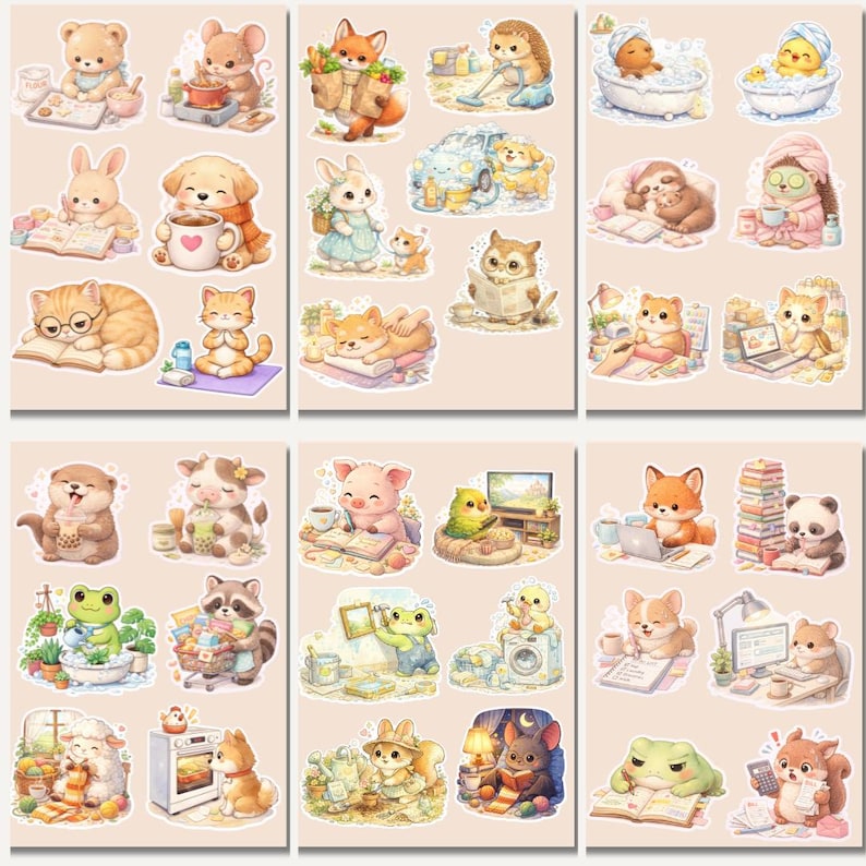 Cozy Animal Stickers Bundle: 30+ Planner & Journal Decals (digital ...