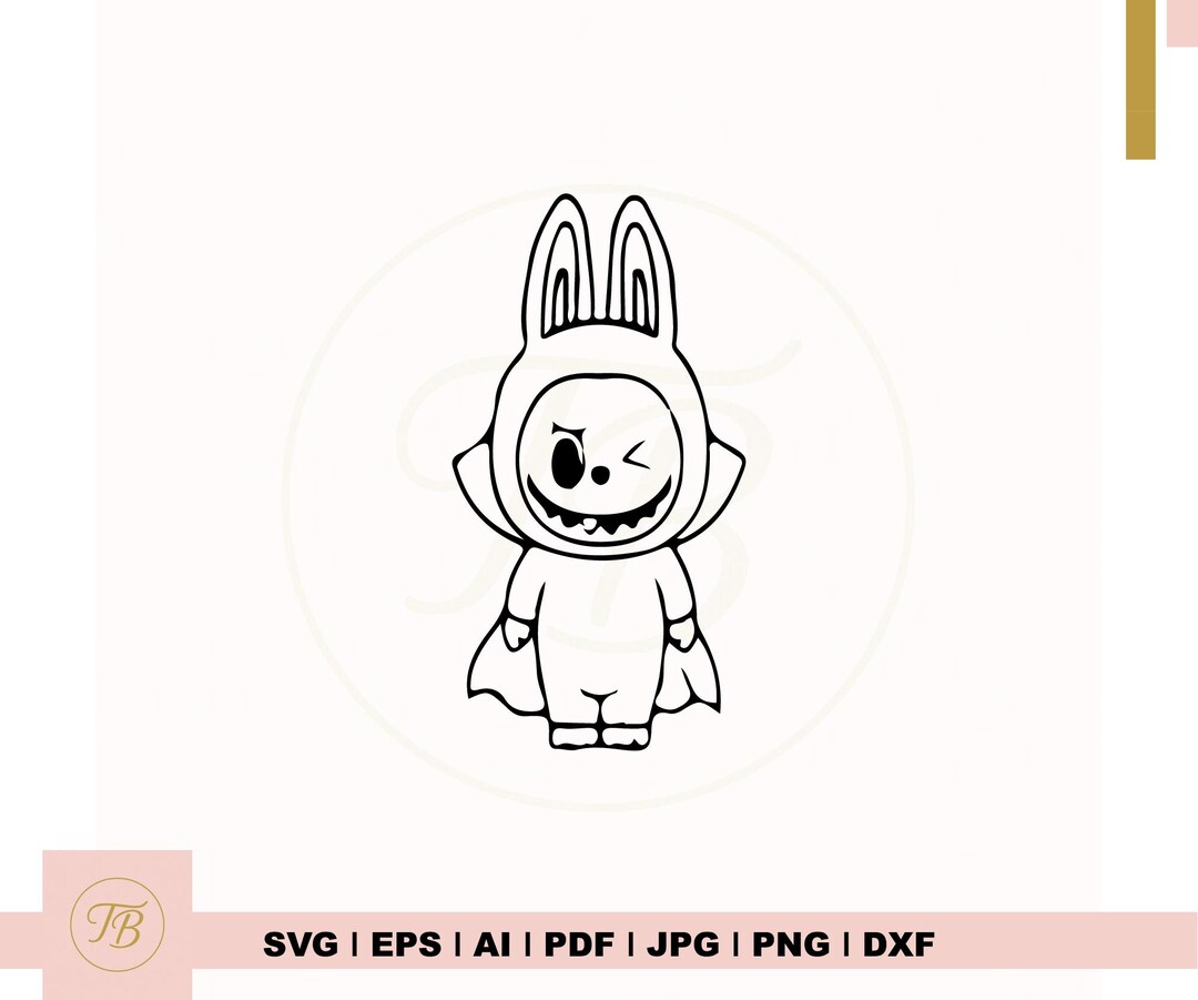 Winking Labubu Ghost SVG, Cute Halloween Clipart, Printable Digital ...