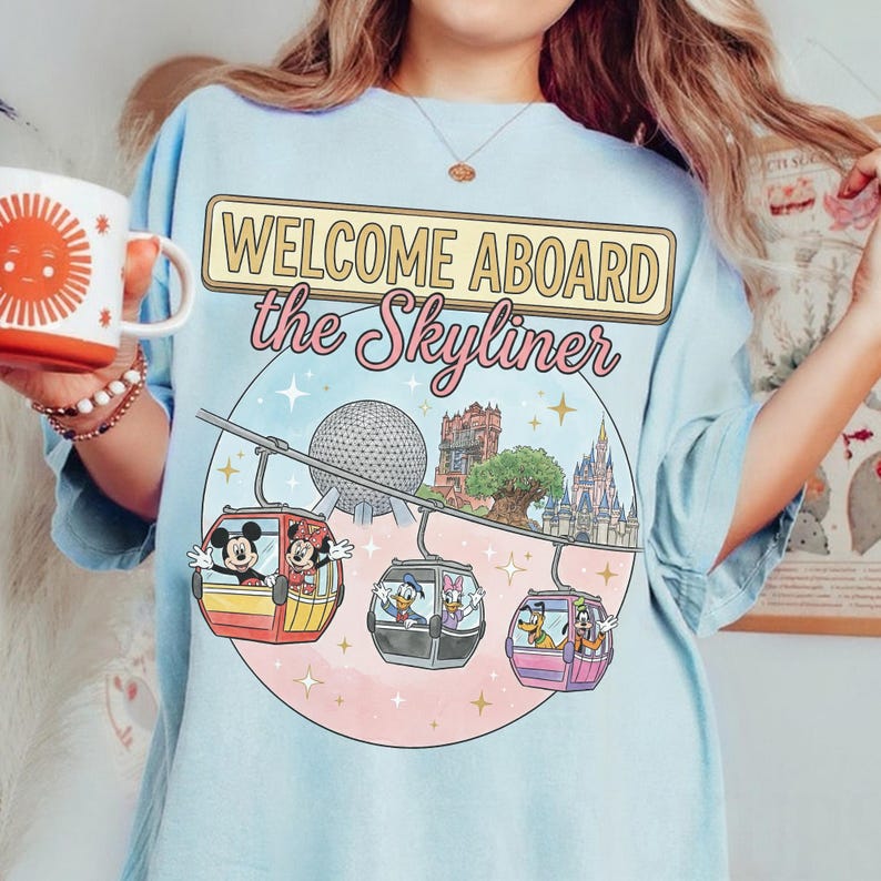 Disney Mickey and Friends Welcome Aboard the Skyliner Shirt, Resort ...