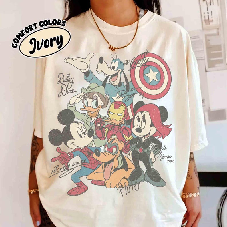 Disney Mickey & Friends Marvel Avengers Signature Shirt, Comic Book ...