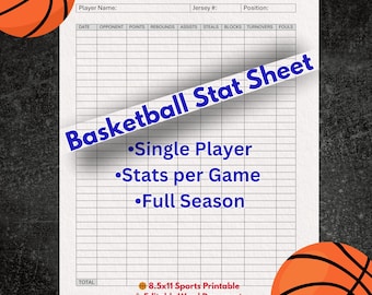 Basketball Stat Sheet - Etsy