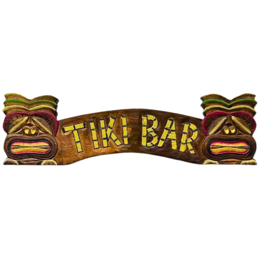 Hand-carved Wooden Tiki Bar Sign, Hawaiian Decor (22 Inch) - Etsy