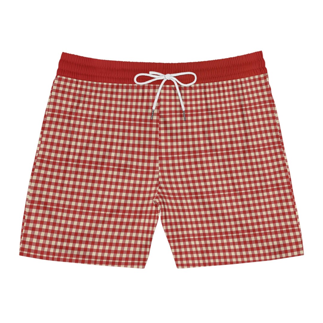 Stylish Checkered Swim Shorts for Men, Pool Party Swimwear, Beach ...