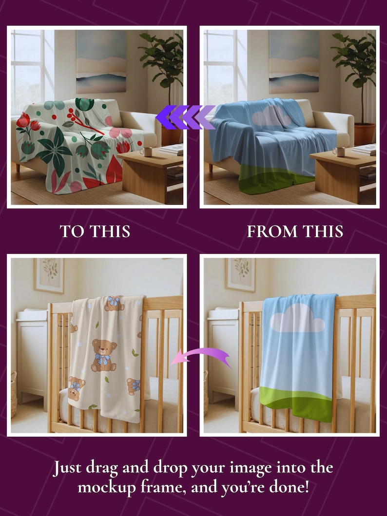 90 Blanket Mockups Bundle, Canva Editable Blanket Template, Sherpa ...