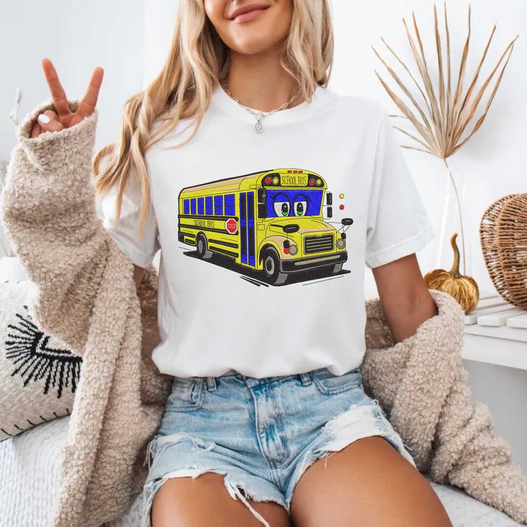 Cute School Bus Embroidery Design, Back to School Machine Embroidery ...