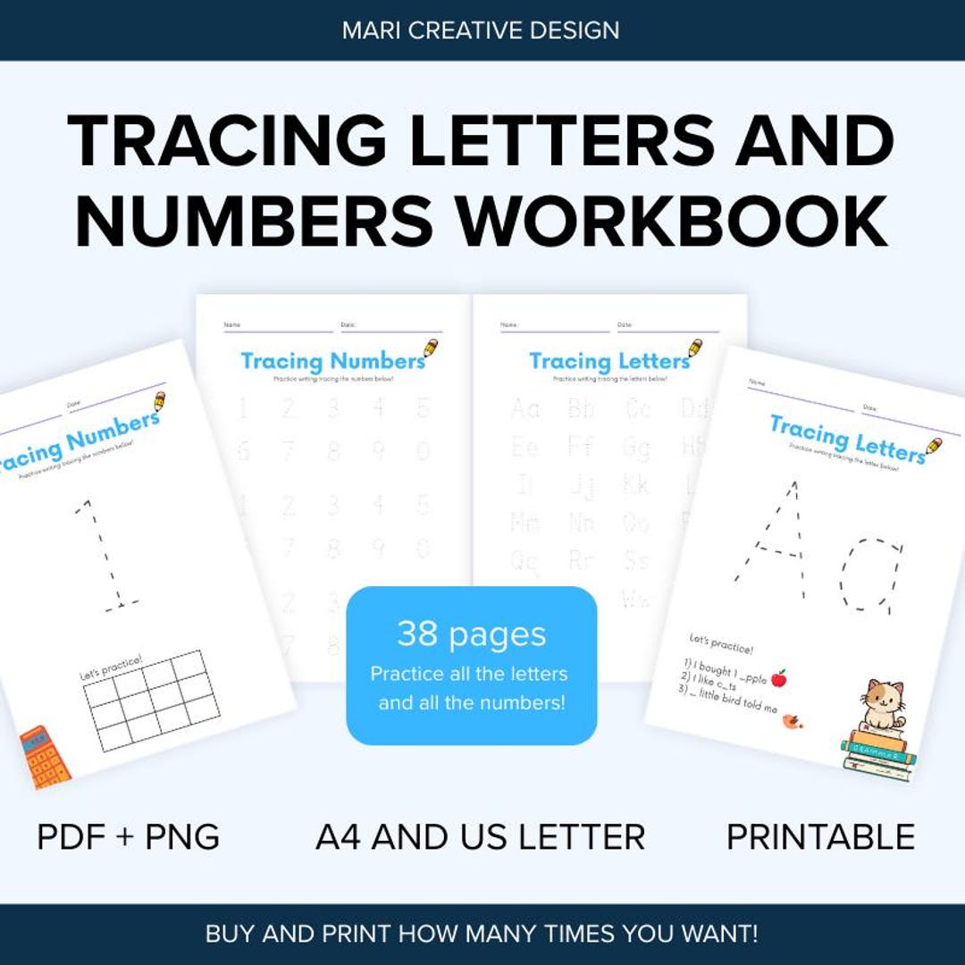 Tracing Letters and Numbers Workbook | Alphabet and Numbers Practice ...