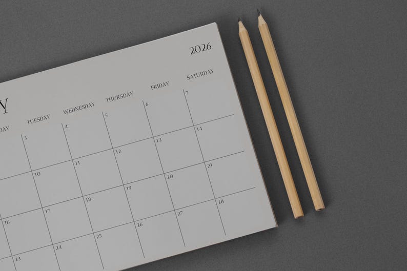2026 Minimalist Monthly Calendar | Printable & Digital (PDF + PNG) | A3 ...