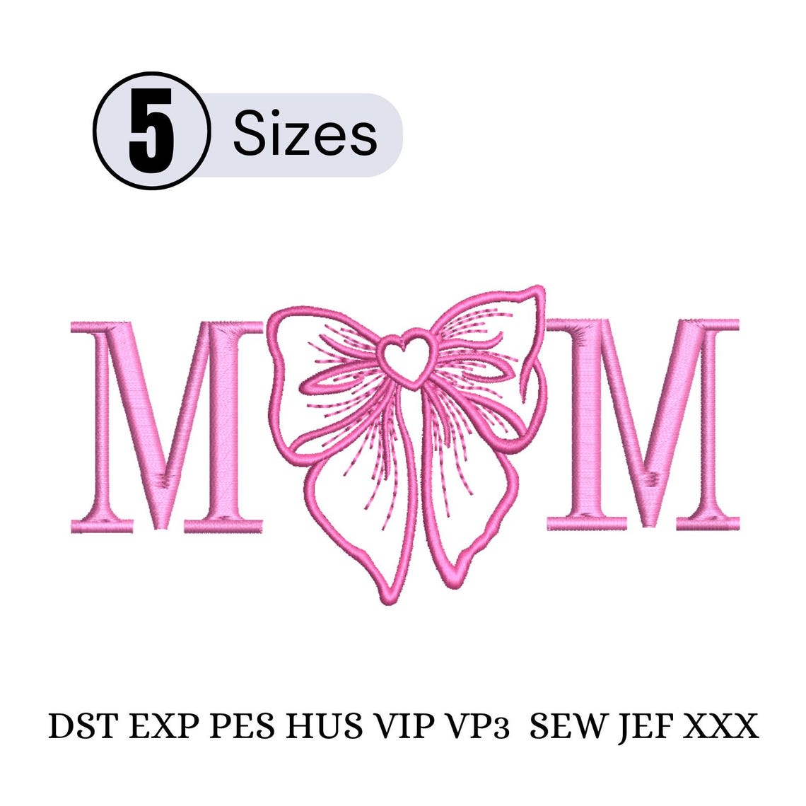 Mom Embroidery Design, Coquette Bow Machine Embroidery File, Mom ...