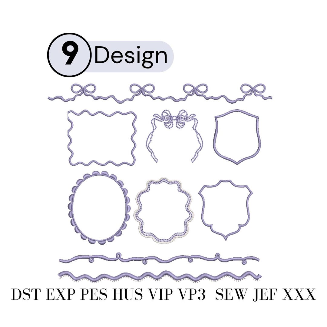 Monogram Ribbon Bow Wreath Crest Frame Machine Embroidery Design ...
