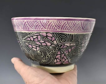Sgraffito Pottery Bowl - Etsy