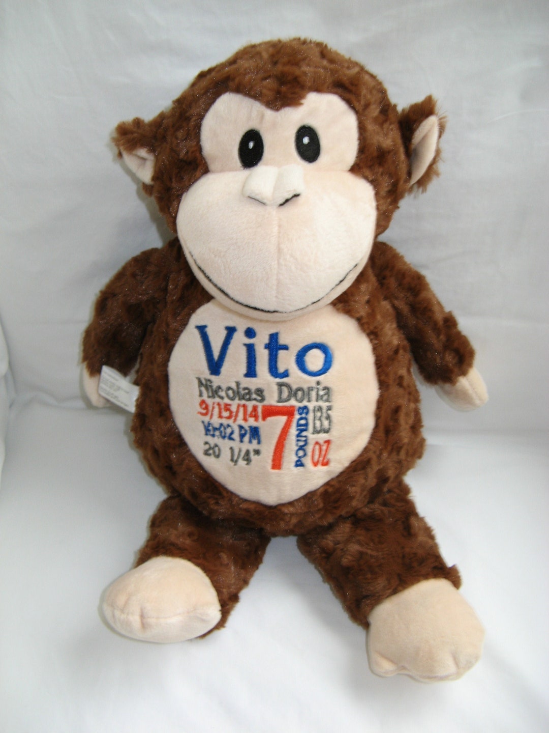 Personalized Stuffed Monkey Custom Embroidered Monkey Baby Gift Monkey ...