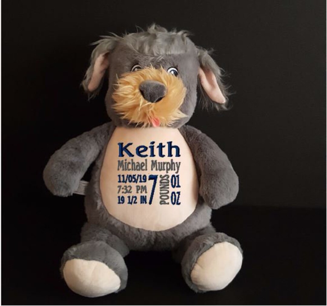 Personalized Stuffed Dog Birth Announcement Stats New Baby Gift Baptism ...