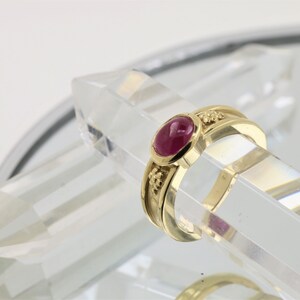 Ruby 8x6 Mm Oval Cabochon Bezel Set 14k Gold Ring - Etsy