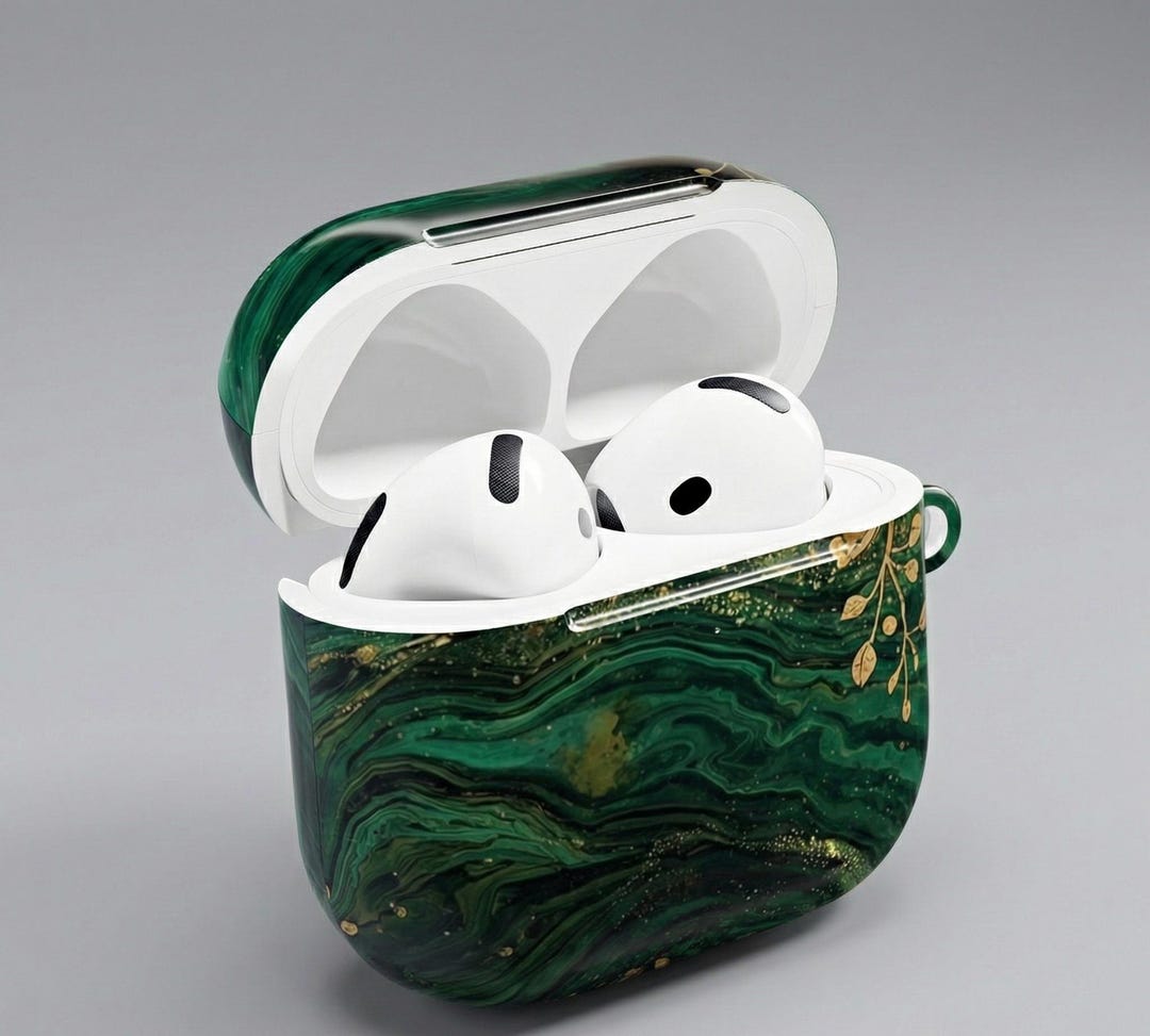 Green Gold Marble Floral AirPod Case | AirPod Pro Case for Gen 1 2 3 4 ...