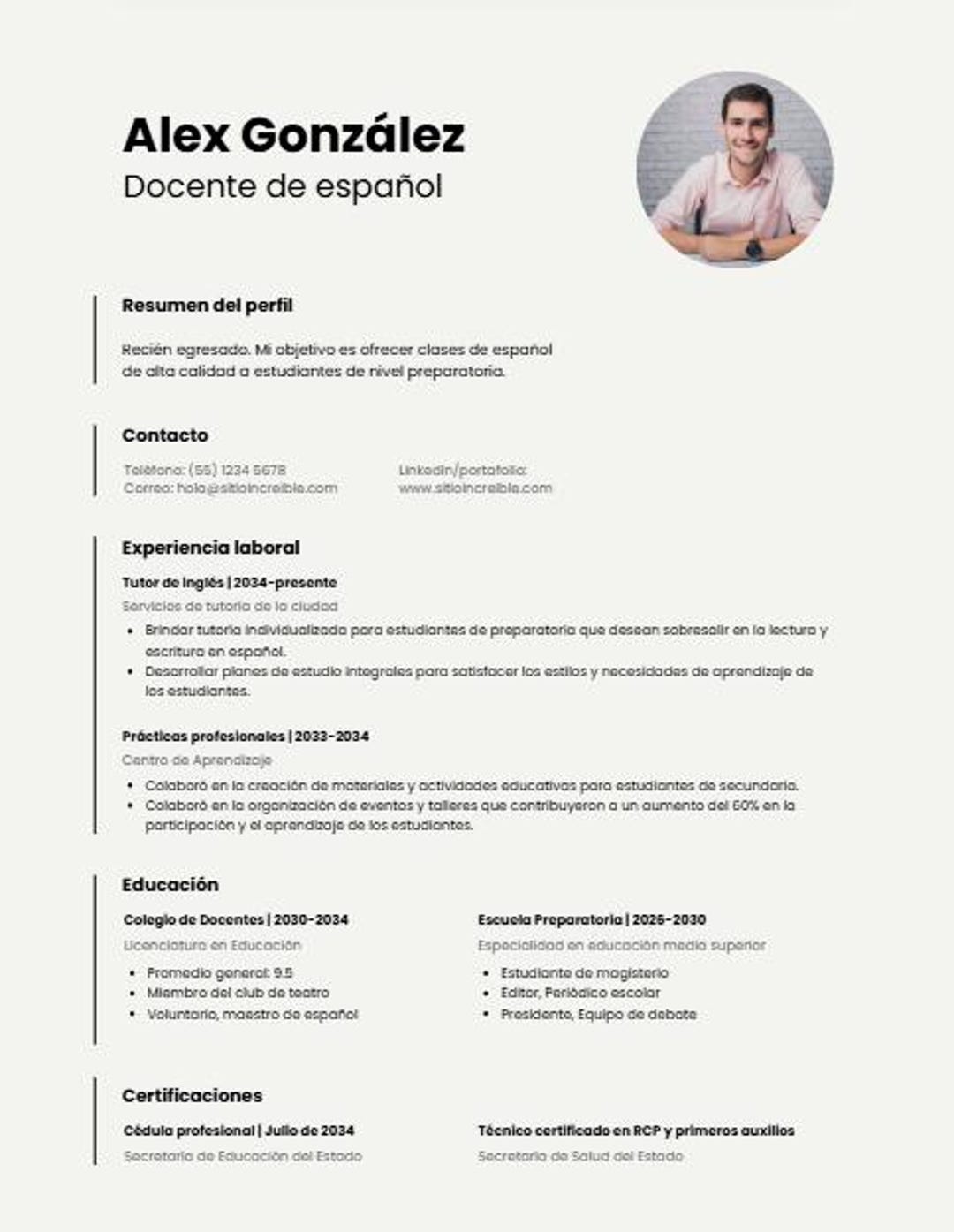 Plantilla De Currículum En Español | CV Profesional Editable En Canva ...