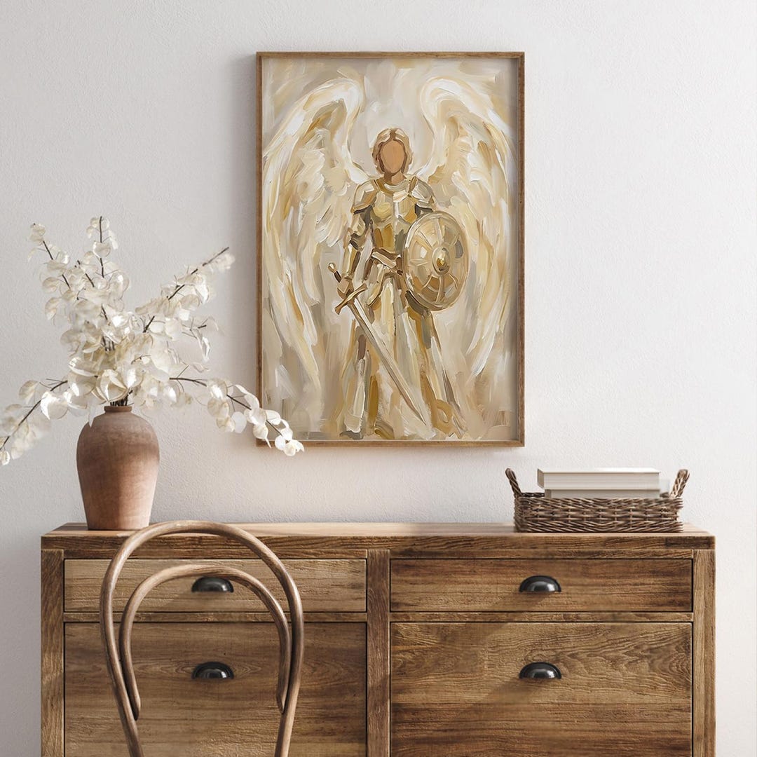 St Michael the Archangel Wall Art, Saint Michael Artwork, Abstract ...
