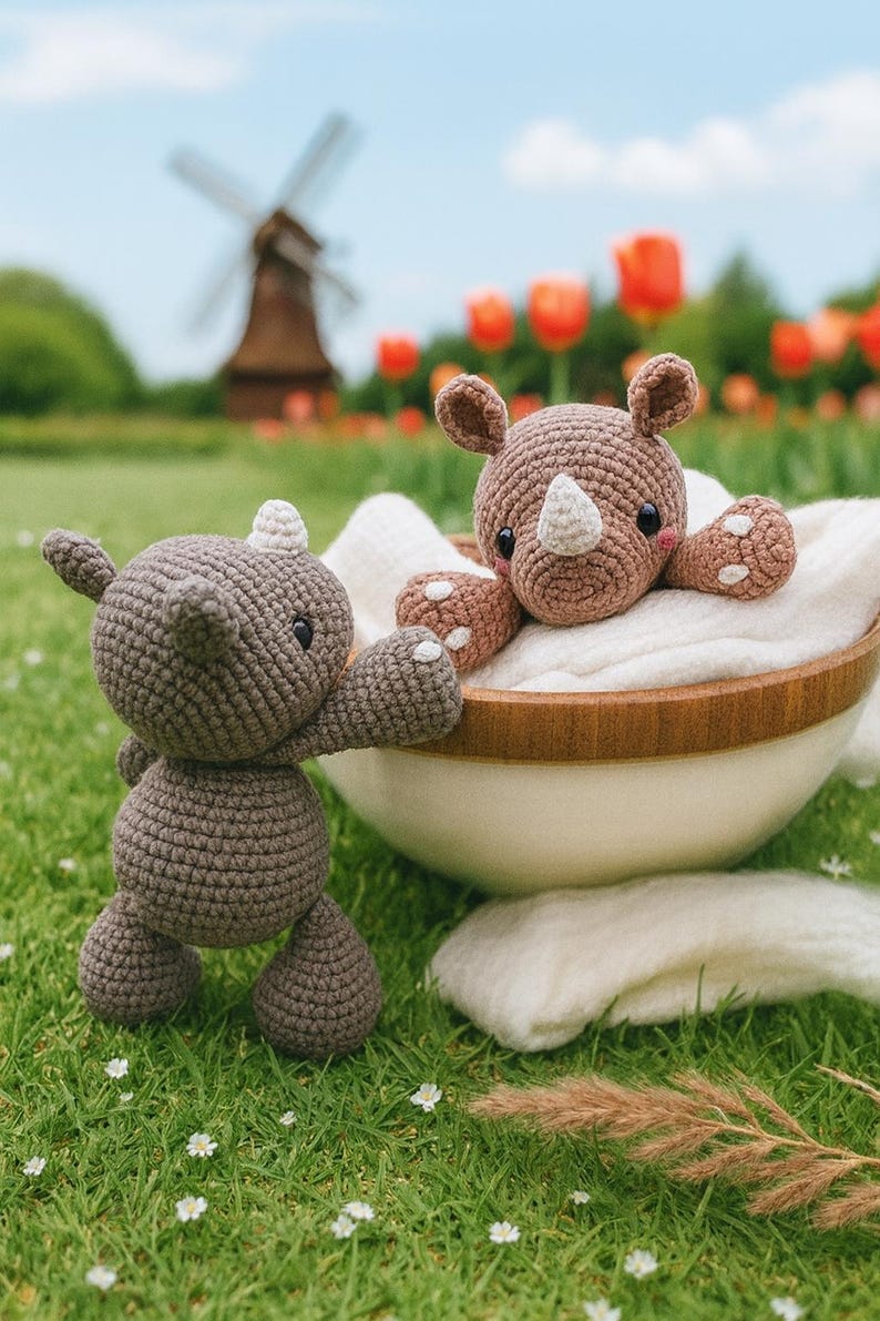 Crochet Pattern Amigurumi Rhinoceros Pino, Cute Crochet Rhino Toy ...