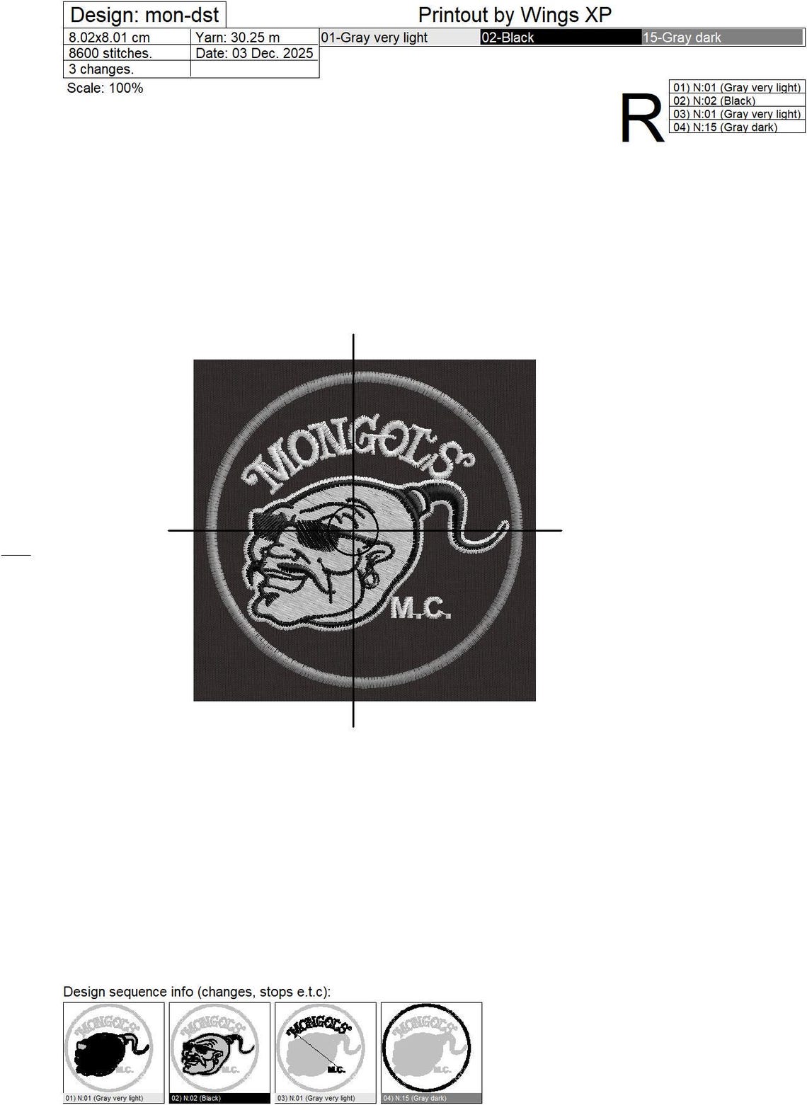 Biker Club Embroidery Design | Mongols M.C. Style Patch File | Outlaw ...