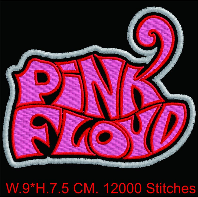Psychedelic Pink Rock Embroidery Design, Retro Music Band Style Patch ...