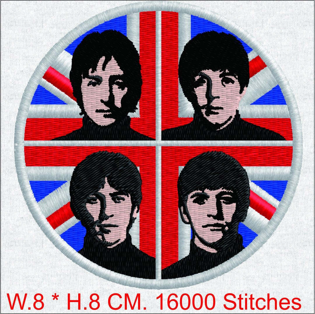 Retro British Rock Band Embroidery Design - 60s Music Icons Circular ...