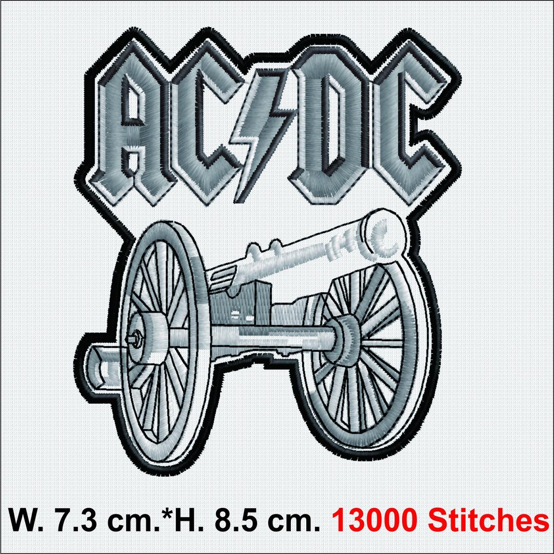 AC/DC Cannon Logo Embroidery Design - Hard Rock Band Machine File - 7.3 ...
