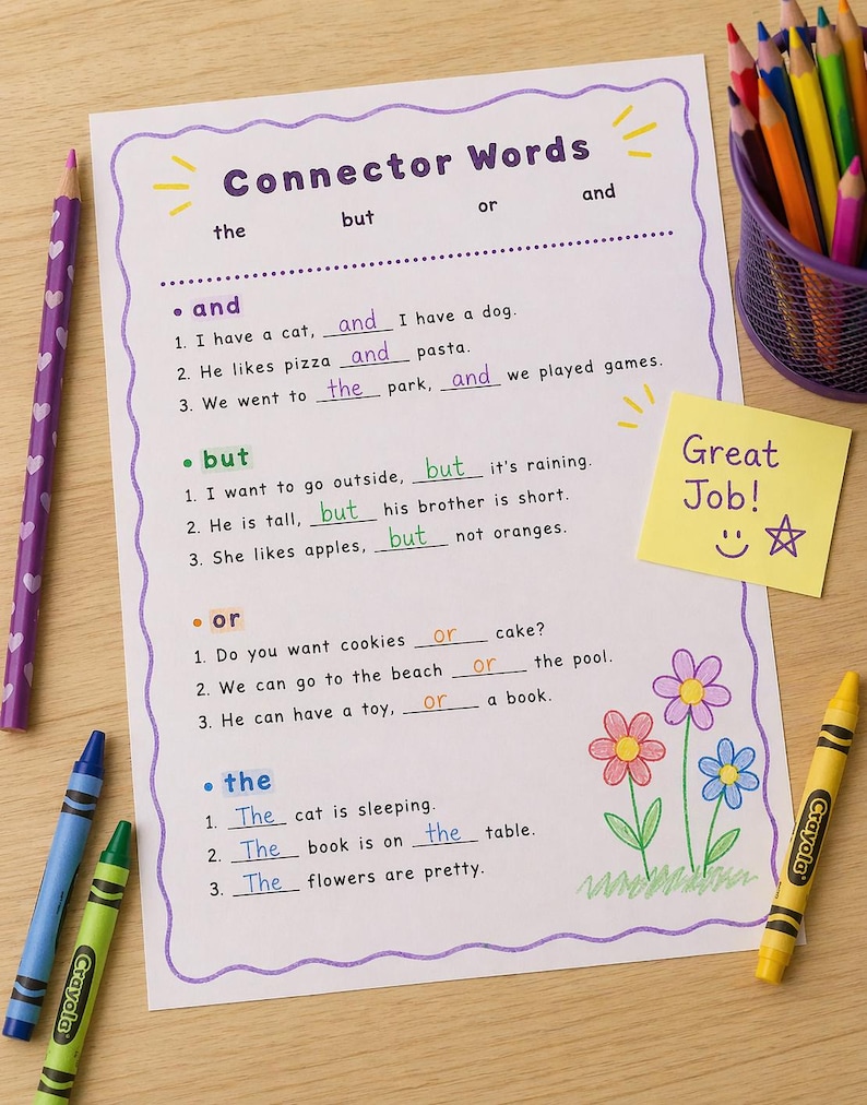 Connector Words Worksheet | Printable Transition & Linking Words ...