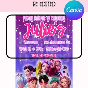 KPOP Demon Hunters Digital Invitation, Demon Hunter Birthday Invitation ...