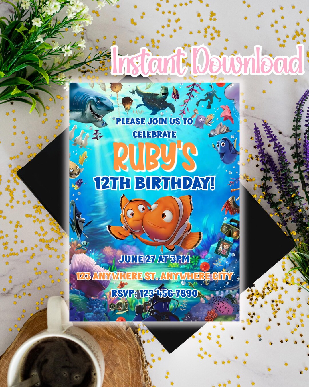 Finding Nemo Birthday Invitation, Finding Nemo Birthday Party, Finding ...